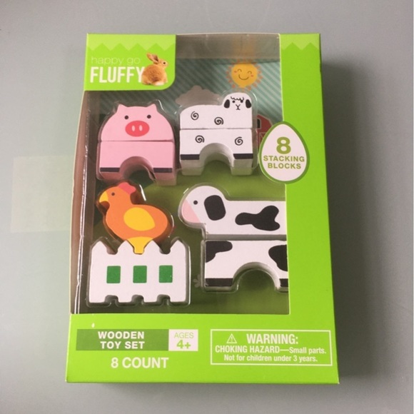 Toys | Nwt Happy Go Fluffy 8 Pc Wooden Blocks | Poshmark